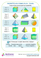Propriétés des formes en 3D Fiches de travail | Activités mathématiques