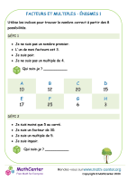 Facteurs et multiples Fiches de travail | Activités mathématiques