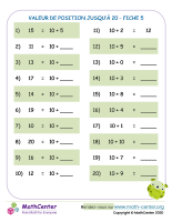 Valeur de position CP Fiches de travail | Activités mathématiques