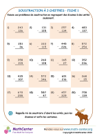 Soustraction à trois chiffres avec regroupement CE2 Fiches de travail ...