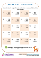 Soustraction à trois chiffres avec regroupement CE2 Fiches de travail ...