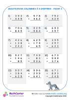 Addition à trois chiffres Fiches de travail | Activités mathématiques