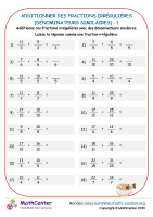 Additionner et soustraire des fractions 6eme Fiches de travail ...
