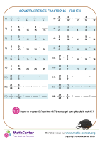 Soustraction de fractions Fiches de travail | Activités mathématiques