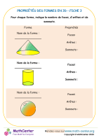 Formes en 3D Fiches de travail | Activités mathématiques