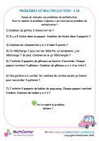 Multiplication - problèmes 2. 1a | Fiches de travail | Math Center