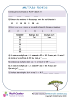 Facteurs et multiples Fiches de travail | Activités mathématiques