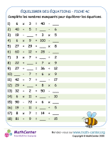 Équations algébriques - Exercices | Activités mathématiques