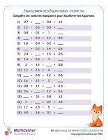Équations algébriques - Exercices | Activités mathématiques