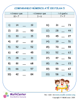 Comparando Números de Dois Dígitos Planilhas | Atividades de matemática