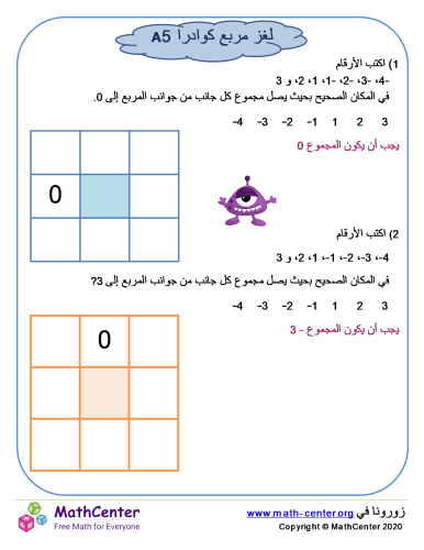 الصَّف السَّابع أوراق تَمارين: ألغاز البَازِل | Math Center