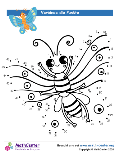 Erste Klasse Malaktivitäten: Verbinde die Punkte | Math Center