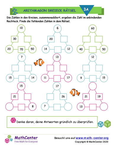 Arithmagon Dreieck Rätsel 3A | Arbeitsblätter | Math Center