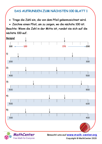 Das Aufrunden Zum Nächsten 100 Blatt 1 | Arbeitsblätter | Math Center