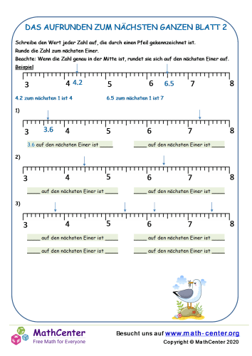 Das Aufrunden Zum Nächsten Ganzen Blatt 2 | Arbeitsblätter | Math Center