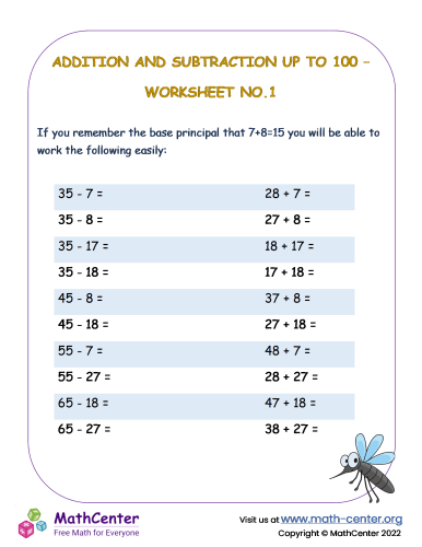 First Grade Worksheets: Mixed Addition and Subtraction | Math Center