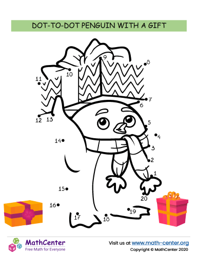 Connect The Dots To 20 - Penguin | Coloring Activities | Math Center