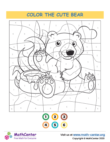 Color By Numbers - Bear | Coloring Activities | Math Center