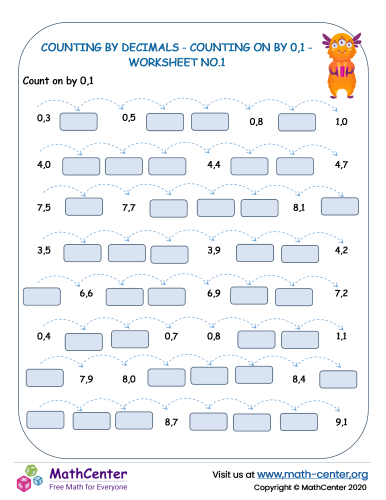Counting by decimals - counting on by 0,1 - worksheet no.1.docx ...