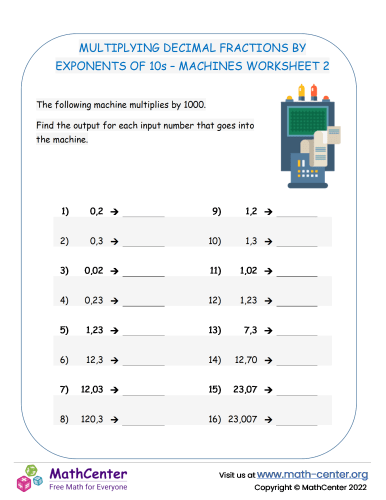 Fourth Grade Worksheets: Multiplying Decimals | Math Center