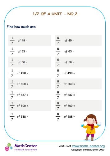 One seventh of a unit - Worksheet 2 | Worksheets | Math Center