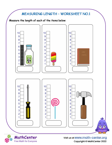 Measuring Length – Worksheet No.1 | Worksheets | Math Center