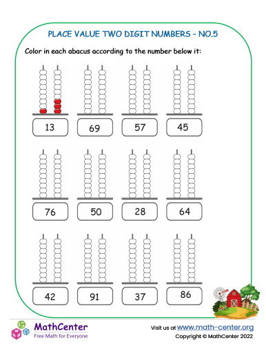Place Value Two-digit Numbers - No.5 | Worksheets | Math Center