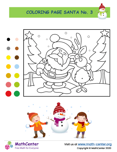 Santa Coloring Page No.3 | Coloring Activities | Math Center