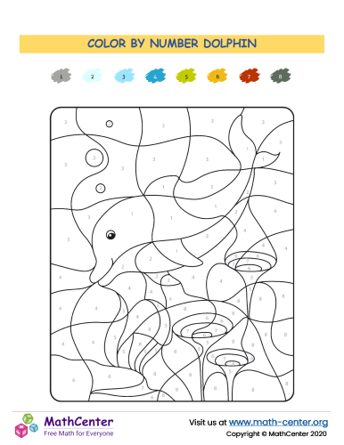 Color By Numbers - Dolphin | Coloring Activities | Math Center