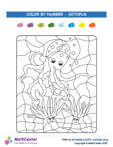 Color By Numbers - Octapus | Coloring Activities | Math Center