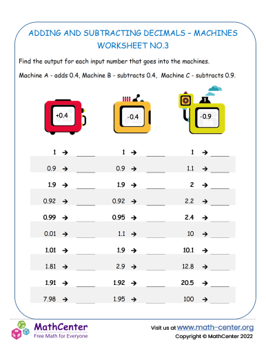Fifth Grade Worksheets: Adding Decimals | Math Center