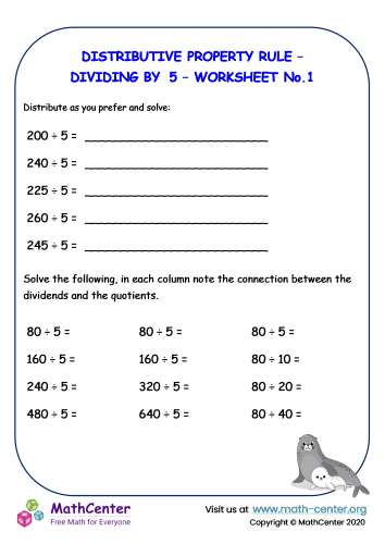 Fourth Grade Worksheets: Mental Division | Math Center