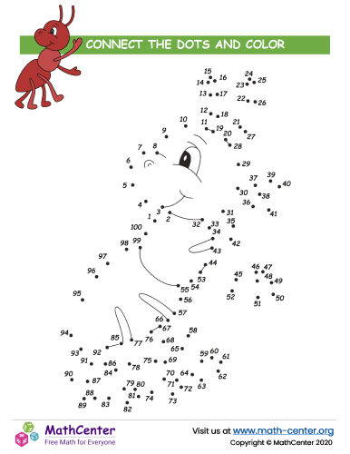 First Grade Coloring Activities: Connect The Dots | Math Center