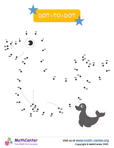 Seal Dot To Dot To 50 | Coloring Activities | Math Center