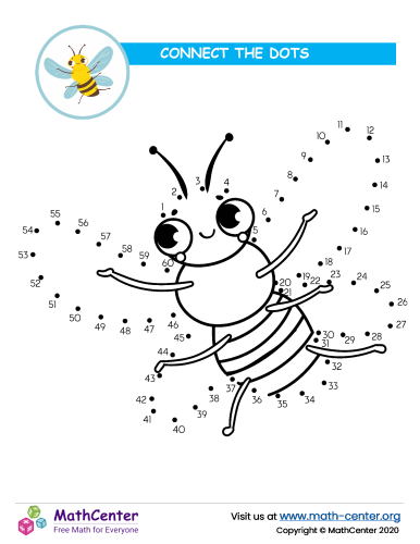 First Grade Coloring Activities: Connect The Dots | Math Center