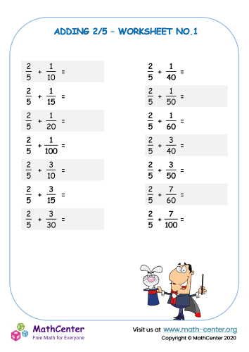 Sixth Grade Worksheets Adding Fractions Math Center