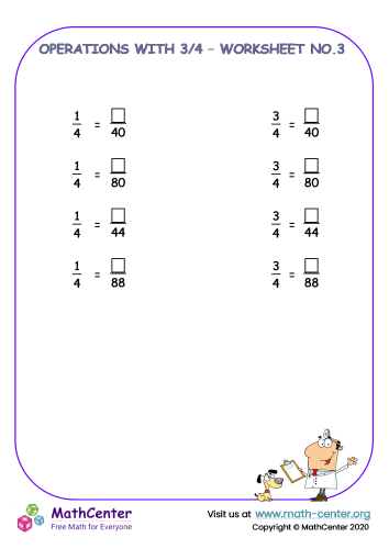 Operating with 3/4 - Worksheet No.3 | Worksheets | Math Center