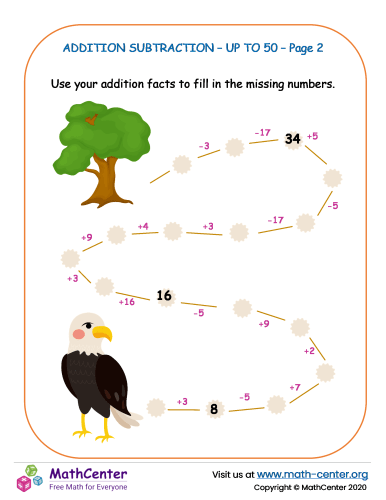 Second Grade Worksheets: Mixed Addition and Subtraction | Math Center