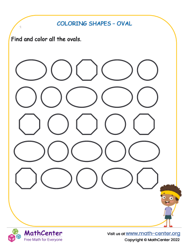 Coloring shapes - Oval | Worksheets | Math Center
