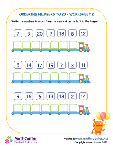 Ordering Numbers To 20 – Worksheet 2 | Worksheets | Math Center