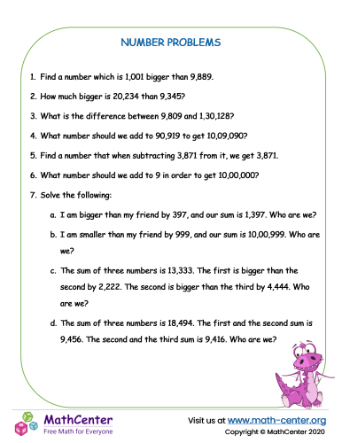 Fifth Grade Worksheets: Multi-digit Numbers | Math Center