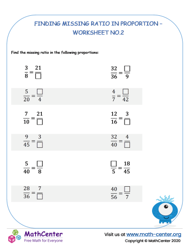 Finding missing ratio in proportion worksheet no.2 | Worksheets | Math ...