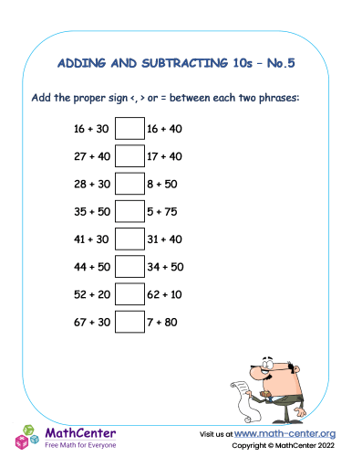 Adding and subtracting 10s - No.5 | Worksheets | Math Center