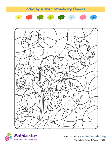 Color By Numbers - Strawberry Flowers | Coloring Activities | Math Center