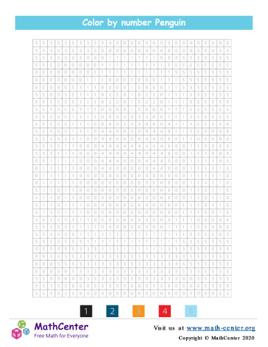 Grid Color By Numbers - Penguin | Coloring Activities | Math Center
