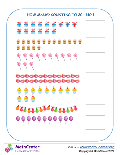 Counting items to 20 – No.1 | Worksheets | Math Center