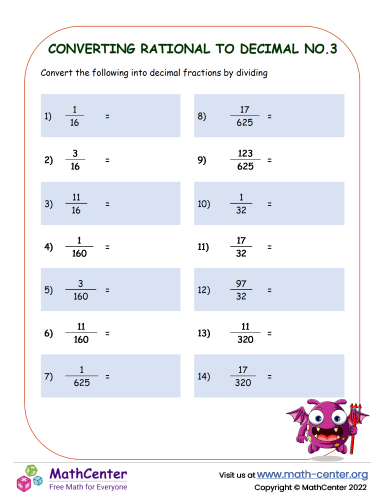 Fourth Grade Worksheets: Fraction Conversion | Math Center