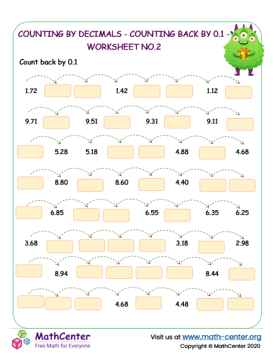 Counting by decimals - counting back by 0.1 - worksheet no.2.docx ...