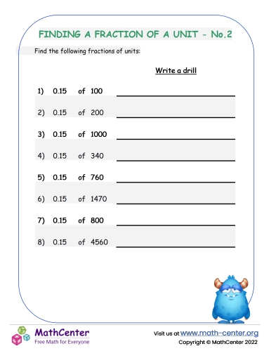 Finding a decimal fraction of a unit no.2 | Worksheets | Math Center