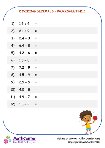 Fourth Grade Worksheets: Mental Division | Math Center